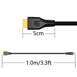 RIIEYOCA XT60 to DC 8mm Connector Adapter,XT60 Female to DC 7.9mm x 0.9mm Male 14AWG Power Cable,for Lipo Battery Pack Portable Power Station Solar Generator Portable Solar Panel(1M/3Ft)
