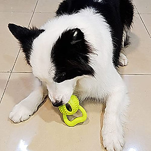 Dog Rope Toys for Aggressive Chewers Square Ring Interactive TPR Chew Toy with Cheese for Dogs Teeth Cleaning and Puzzle Solving Dog Toys (Green, One Size)