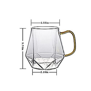 AEFPOYMXU Glass Coffee Cups set with Handle, Crystal Clear coffee Mugs for Hot Espresso Liquor 2-Pack Microwave Safe coffee cups glass set Gift 10oz