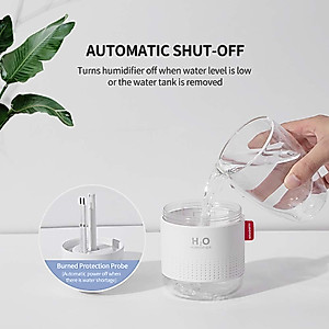 SmartDevil Small Humidifiers, 500ml Desk Humidifiers, Whisper-Quiet Operation, Night Light Function, Two Spray Modes,Auto Shut-Off for Bedroom, Babies Room, Office, Home (White)