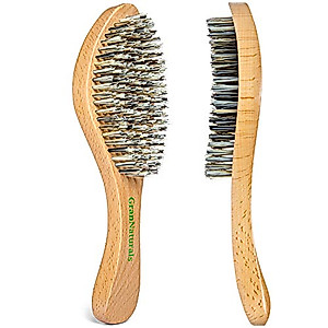 GranNaturals Extra Hard Wave Brush - Curved Boar & Extra Hard Nylon Bristle Hair Brush for 360 Waves