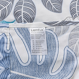 Lemfux Twin Sheet Sets 4Pcs,100% Cotton Palm Leaf Print Plant Luxury White Bed Sheet Sets, Deep Pocket Fitted Sheet Set, Ultra Soft Flat Sheet Set for All-Season Bed Sheets Twin