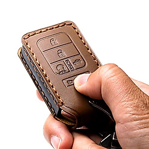 DLUBCZ Keychain Fob Cover Case Compatible with Honda Keyless Remote Control for Civic Accord Pilot CRV HRV CRZ Odyssey Ridgeline JED Crosstour Crider and Spirior etc. (C-Brown)