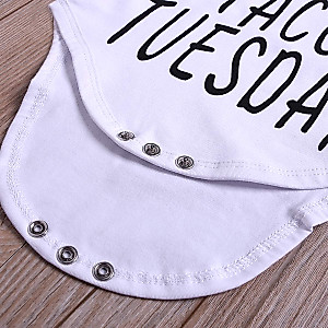 TROSJ 3Pcs Newborn Infant Baby Boy Girl Outfits Long Sleeve Letter Print Romper Tops +Rainbow Striped Pants + Headband Clothes Set (White, 6-12 months)