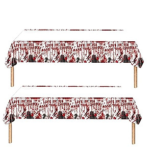 Cracoo Have a Killer Birthday Party Banner Disposable Tablecloth for Halloween Birthday Halloween Bloody Horror Movie (Red)