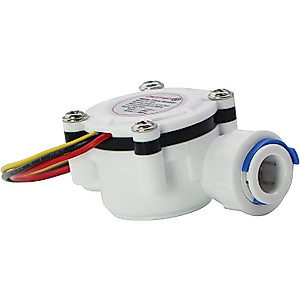 DIGITEN G3/8" Quick Connect Hall Effect Sensor Water Flow Sensor Food-Grade Flowmeter Water Flow Counter Meter 0.3-10L/min - Arduino, Raspberry Pi, and Reverse Osmosis Filter Compatible