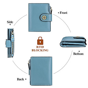 FALAN MULE Small Wallet for Women Genuine Leather Bifold Compact Small Womens Wallet with RFID Blocking