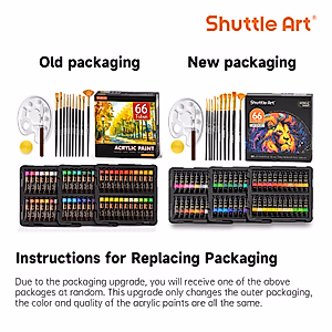 82 Pack Acrylic Paint Set, Shuttle Art 66 Colors Acrylic Paint with 10 Brushes, 22ml/0.74oz Tubes, Vibrant Colors, Artist Painting Supplies for Kids, Adults Painting & Crafting on Canvas, Wood Ceramic