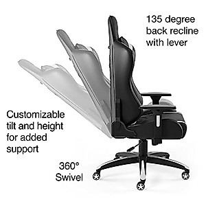 STAPLES Emerge Vartan Bonded Leather Gaming Chair, Black/White, 2/Pack (58542-Ccvs)