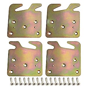 4PCS Heavy Duty Wood Bed Rail Hook Plates for Headboard and Footboard, Bed Rail Fitting Bracket with Mounting Screws