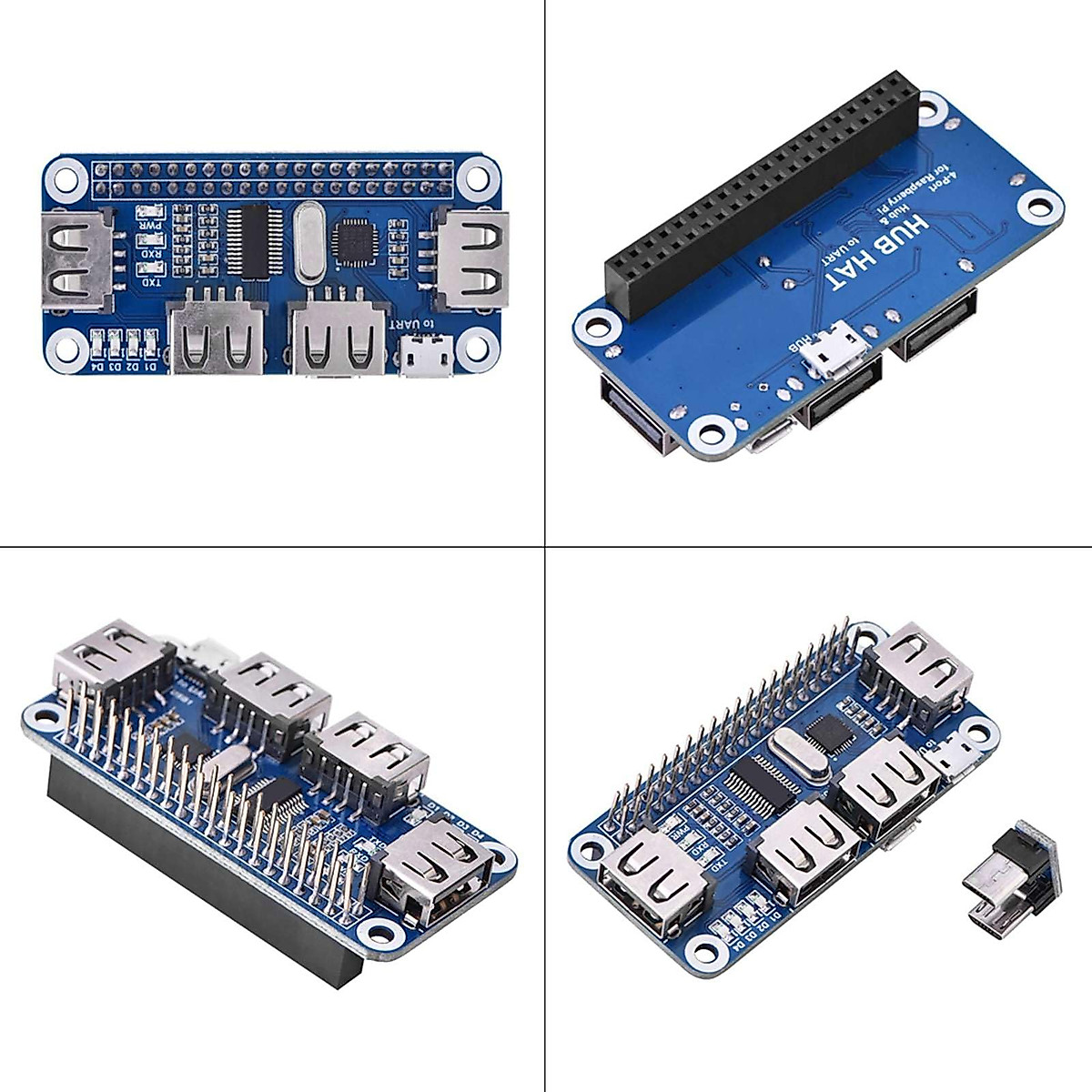 Fosa USB to UART Onboard 4 Port USB HUB HAT for Raspberry Pi B+ / 2B / 3B / Zero/Zero W