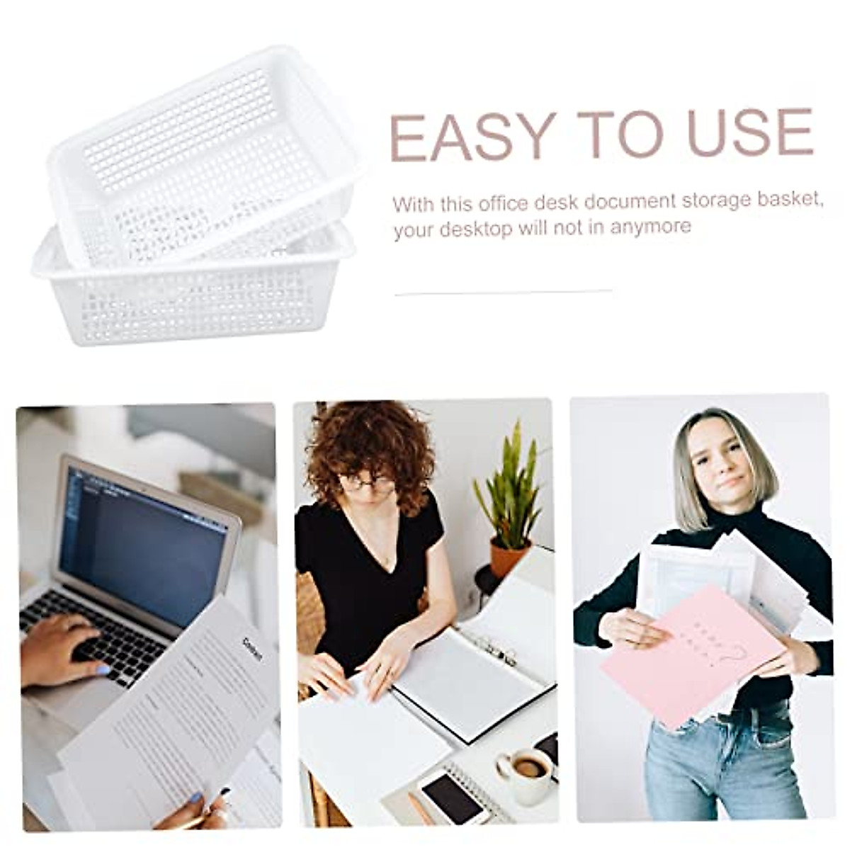 Tofficu 2pcs Storage Basket Document Letter Tray Plastic Folder Paper Storage Organizer Multifunctional File Basket Desk Tray Plastic Basket Tray Folder Basket Barbecue Desktop White Abs