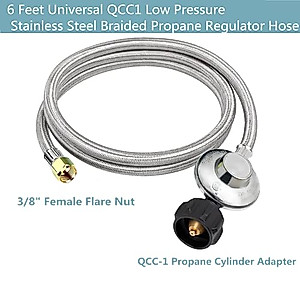 MCAMPAS 6Ft Propane Regulator and Hose, Propane Elbow Adapter 3/8 inch Male Flare Universal Fit for Blackstone Griddle Grill,Blackstone 17"/22"/28"/36" Griddle Gas Grill Regulator Replacement