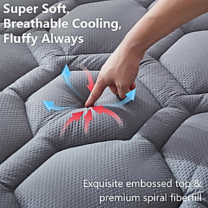 ELVEN HOME King Size Mattress Pad Waterproof Cooling Mattress Topper King 78"x80" Noiseless Urine Proof Mattress Protector Cover Deep Pocket Washable Quilted Fitted Soft Mattress Pad, Grey