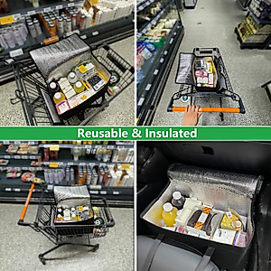 SIAGCRAW Insulated Reusable Grocery Bag, Heavy Duty Shopping Bags for Groceries, Portable Cooler Bag, Food Delivery Bag, Large Size, Collapsible, Sturdy Zipper