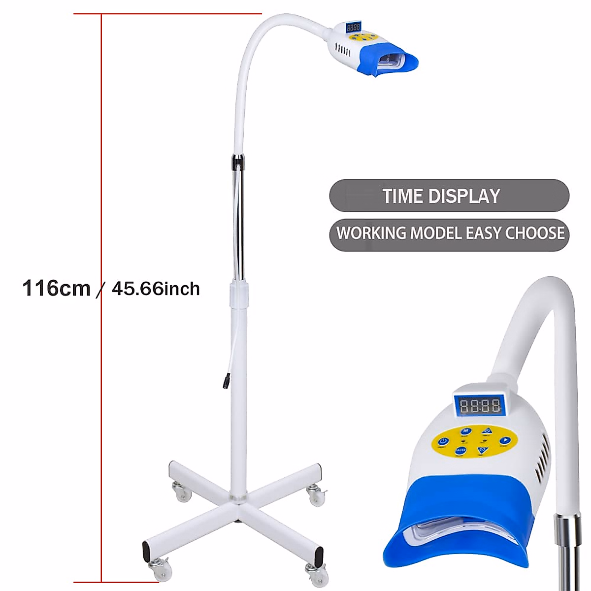 Fencia Teeth Whitening Light, Mobile Dental Teeth LED Whitening Lamp Professional, Oral Care Teeth Whitening Machine LED Cold Bleaching Accelerator Tooth Whitener Blue/Red Light System