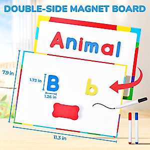 Gamenote Classroom Magnetic Letters Kit 238 Pcs with Double-Side Magnet Board - Foam Alphabet Letters for Kids Spelling and Learning