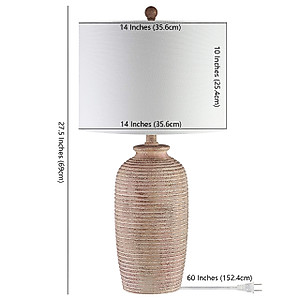 SAFAVIEH Lighting Collection Kensen Farmhouse Sandy Pearl 27-inch Bedroom Living Room Home Office Desk Nightstand Table Lamp (LED Bulb Included)