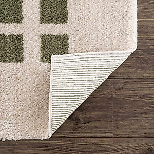 Hauteloom Baback Checkered Area Rug - Modern Geometric Square Tiles Carpet for Living Room, Kids Room, Nursery - Machine Washable - High Pile - Peach, Lime Green - 7'10" x 10' (8x10 Area Rug)