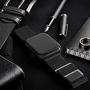 EPULY Compatible with Apple Watch Band 42mm 44mm 45mm 49mm 38mm 40mm 41mm,Stainless Steel Mesh Loop Magnetic Clasp for iWatch Bands Ultra Series 8 SE 7 6 5 4 3 2 Women Men-49mm/45mm/44mm/42mmm Black.