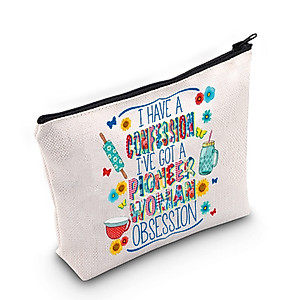 WZMPA Pioneer Woman Cosmetic Makeup Bag Cooking Lovers Gift I Have A Confession I've Got A Pioneer Woman Obsession Zipper Pouch Bag For Women Girls (Have A Confession)