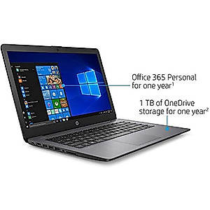 2021 HP Stream 14" HD Laptop Computer, Intel Celeron N4020 Processor, 4GB RAM, 64GB eMMC, HD Audio, HD Webcam, Intel UHD Graphics 600, 1 Year Office, HDMI, Win 10 S, Black, 128GB SnowBell USB Card