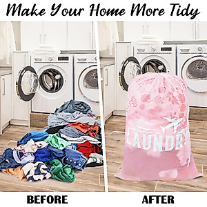 2 Pack Large Mesh Laundry Bag, Heavy Duty Laundry Bags with Drawstring, Laundry Hamper Liner, Machine Washable, for Travel, Storage, Sports, Dorms and Apartment Dwellers, 24 x 36 Inches (Pink+Green)