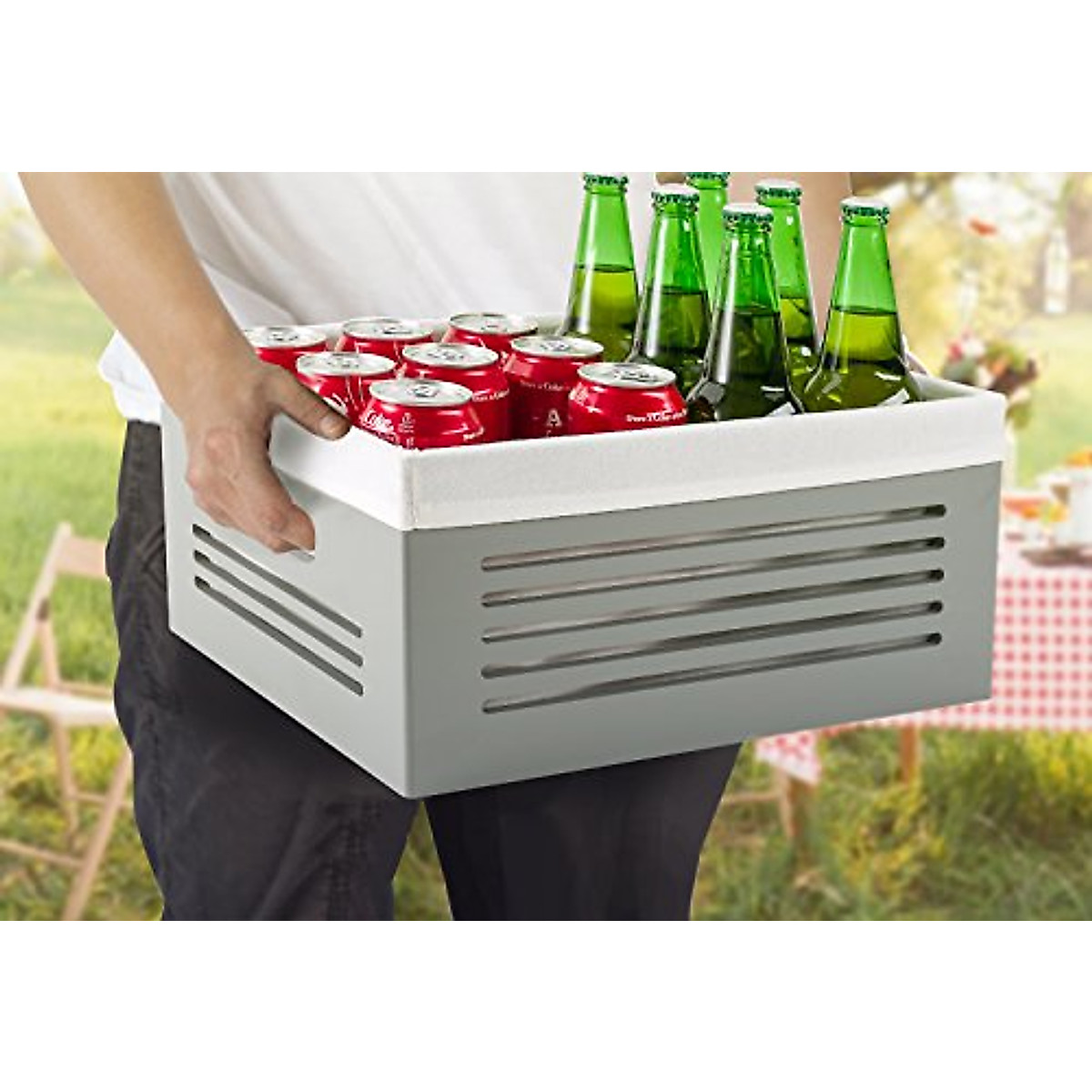 Creative Scents Wooden Storage Box - Decorative Closet, Cabinet and Shelf Basket Organizer Lined with Machine Washable Soft Linen Fabric - Grey, Small