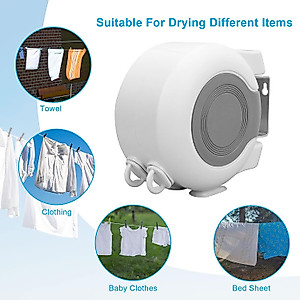 GOTOTOP Washing Line Retractable Outdoor Double Clothes Line Heavy Duty Wall Mounted Drying Line Indoor Outdoor Laundry Line 42.65ft