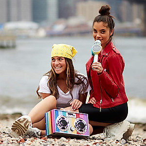 Wireless Express - Sing-Along Bling Bluetooth Karaoke Microphone and Bluetooth Stereo Speaker All-in-One (Rainbow Bling)