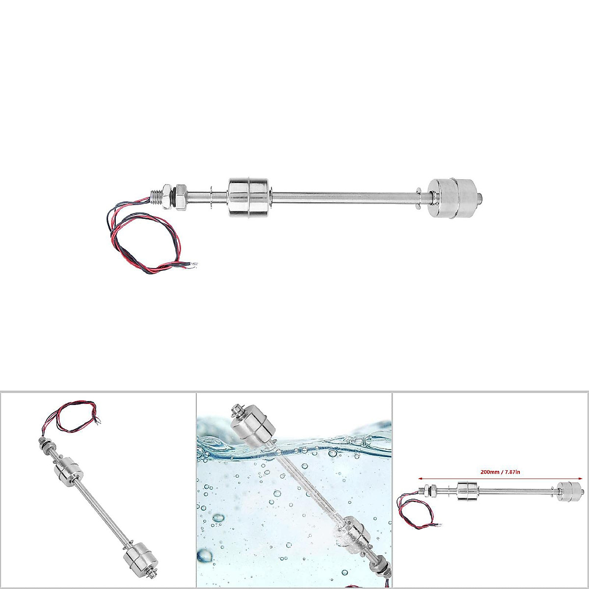 MUNEFE Water s Sensor, Vertical Float Switch, s Float Sensor Switchs for Appliance Water s Control(Float 200mm)