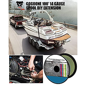 GOGOONE 14 Gauge 100FT 4-Way Trailer Towing Wiring Harness Bonded Wire Spool, 4-Wire Replacement Trailer Wire, Ideal for All Basic Wiring Needs Boat Marine Vehicle