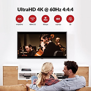 AV Access 4K HDBaseT HDMI Extender Over Ethernet Cat5e/6/6a/7 4K@60Hz 130ft, 1080P@60Hz 230ft, HDMI 2.0 HDR10+, YUV4:4:4, HDCP 2.2, 18Gbps, Plug & Play, IR Return & PoE, Smart EDID