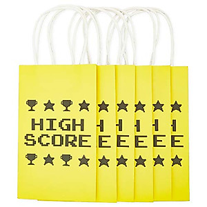 BLUE PANDA Video Game Party Favor Gift Bags for Kids Birthday (4 Assorted Designs, Kraft Paper, 24 Pack)