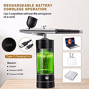 Airbrush Kit Rechargeable Cordless Airbrush Compressor, 30PSI High Pressure,Portable Handheld Airbrush Gun, Airbrush Set Wireless Air Brush for Model Painting,Makeup,Barber, Nail Art