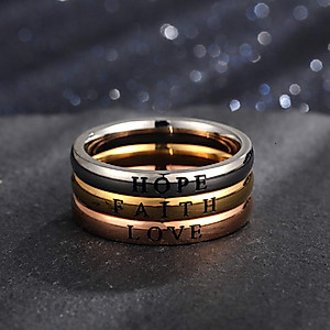 3 pcs Stainless Steel Classical Plain Stackable Wedding Band Ring 7
