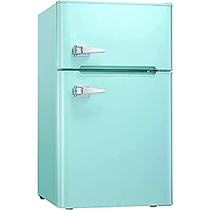 Kndko Compact Refrigerator 3.2 CU.FT. Fridge with Freezer - Dual Door Fridge - Adjustable Temperature, Energy Saving - Retro Refrigerator (Green)