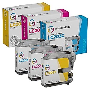 LD Compatible Ink Cartridge Replacement for Brother LC203 High Yield (Cyan, Magenta, Yellow, 3-Pack)