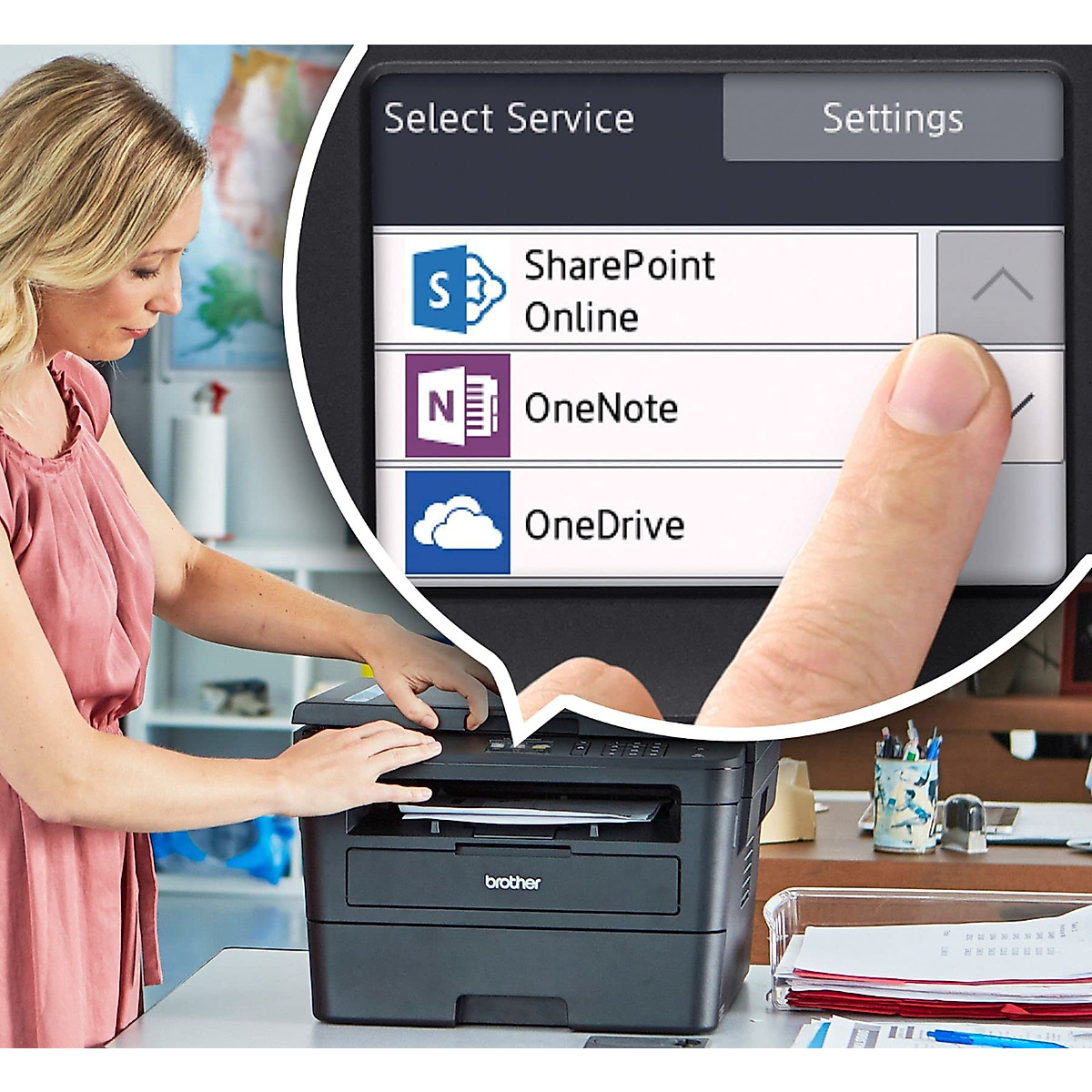 Brother HL-L2395DWB Monochrome Laser Wireless All-in-One Printer with Convenient Flatbed Copy & Scan, Automatic Duplex Printing, 36ppm, 2400 x 600 dpi, 250-sheet, Hi-Speed USB, Tillsiy Printer Cable