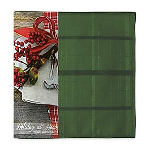 Newbridge 60 x 84 Inch Oval Fabric Tablecloth, Elegance Plaid, 100% Polyester, No Iron Soil Resistant Dining Room, Party and Banquet Table Cover, Solid Textured, Hunter Green