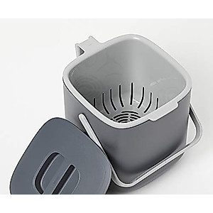 Litem Food Waste Basket Bin – a countertop Bucket with Extra Long Handles for Your conveniences 0.68 Gallons (2.6L) (Dark Gray)