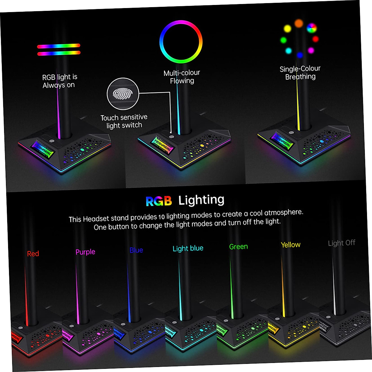 Parliky 7pcs Headphone Stand Aluminum Alloy Desk Accessories