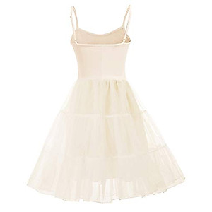 GRACE KARIN Women's Spaghetti Strap Petticoat A-Line Midi Tutu Tulle Prom Dresses for Party (Champagne,XL)
