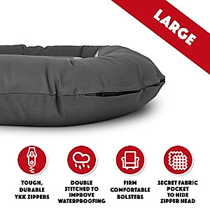 The Dog’s Bed Utility Waterproof Dog Bed, Large, Durable Grey Oxford Fabric, Tough YKK Zippers, Washable Reversible Cover, Dog Beds for Home Car Crate & Yard, Puppy & All Pet Comfort