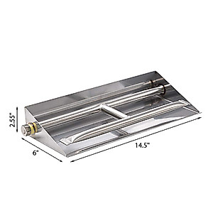 Skyflame 18-inch Fireplace Log Grate with Dual Burner Pan and Connection Kit for Natural Gas, 304 Stainless Steel