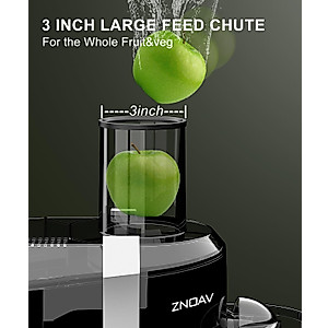 Juicer Machine, 800W Juicer with Larger 3" Feed Chute Full Copper Motor Centrifugal Juicer Dual Speeds, Titanium-Plated Filter, Easy to Clean BPA-Free Black