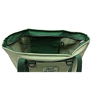 Hemp Go Green 100% Hemp Canvas Washable Heavy-Duty Zippered Tote Bag - Every Day Carry Tote Bag