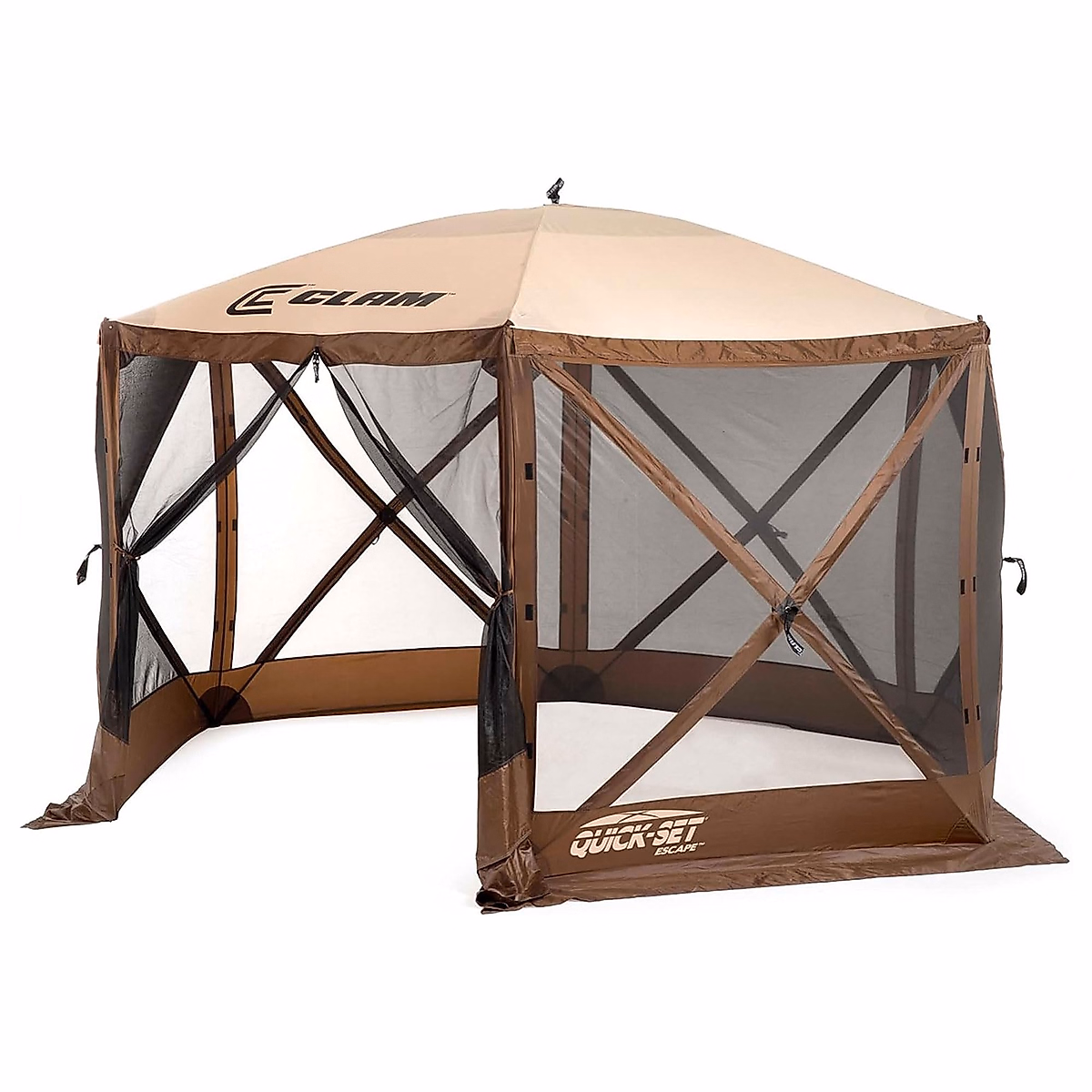 CLAM Pop Up Screen Tent, Outdoor Camping Gazebo Canopy, Escape, 11.5', Brown