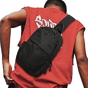 CANTLOR Men Small Sling Bag Crossbody Backpack Travel Daypacks Chest Pack Lightweight Outdoor Shoulder Bag One Strap (Black)