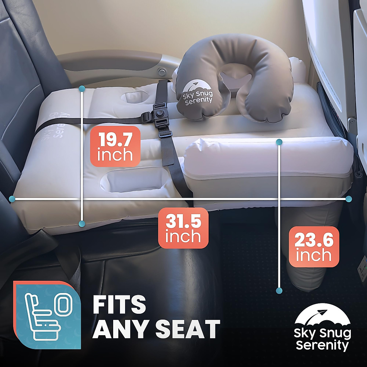 Toddler Airplane Bed - Inflatable Airplane Bed for Kids with Blanket & Neck Pillow Included - Fits All Seats, with Cup Holder - Comfortable and Durable - Easy to Inflate Deflate and Clean